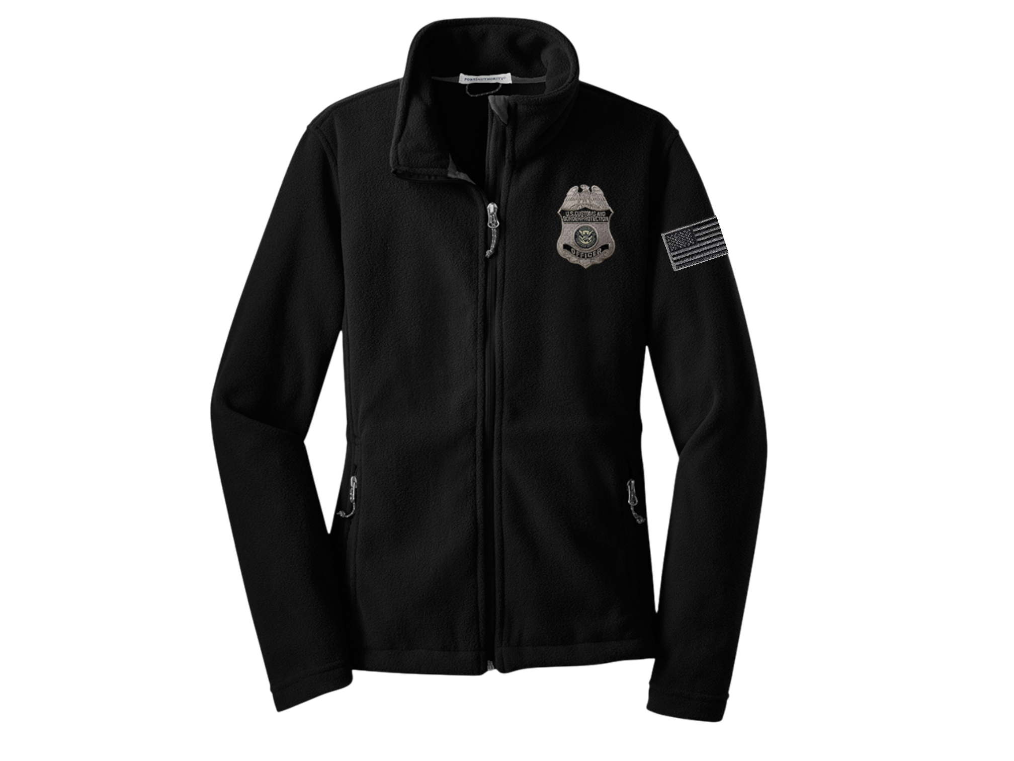 CBP EMBROIDERED OFFICER BADGE GREY/BLACK FULL ZIP FLEECE JACKET-L217 ...