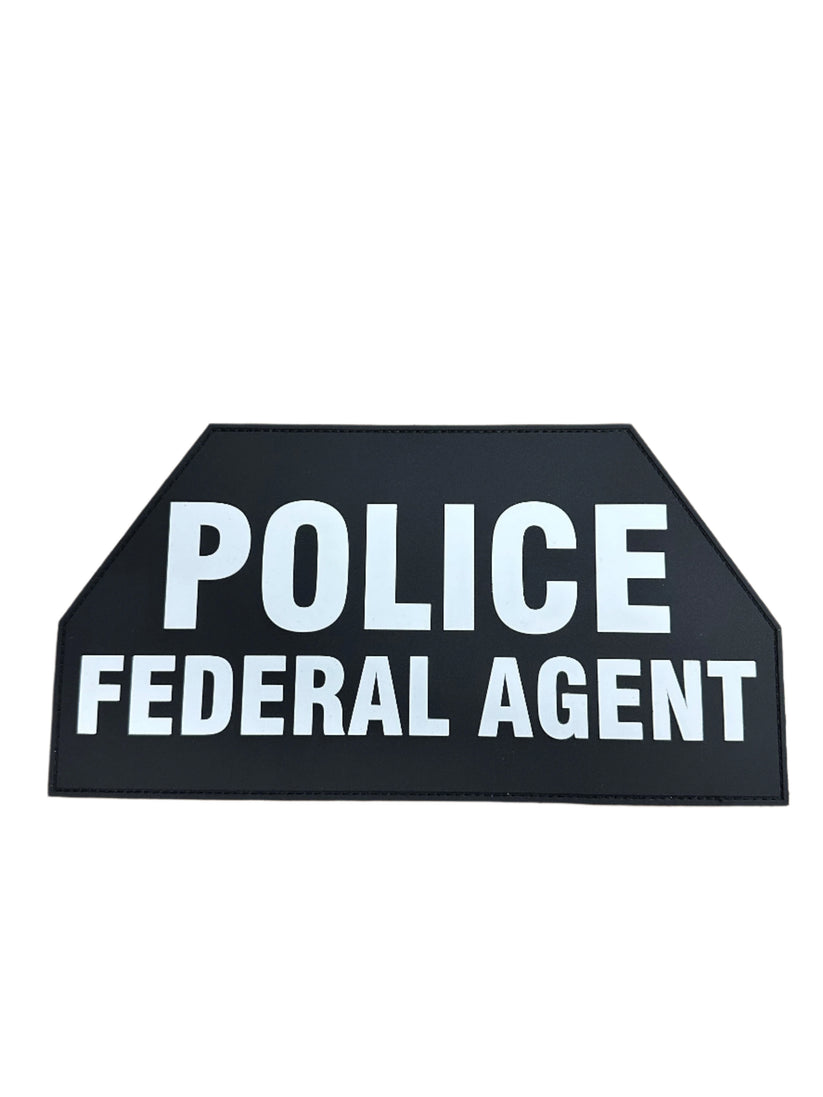 POLICE FEDERAL AGENT BACK VEST PANEL: BLACK/WHITE – Sally's Cop Shop