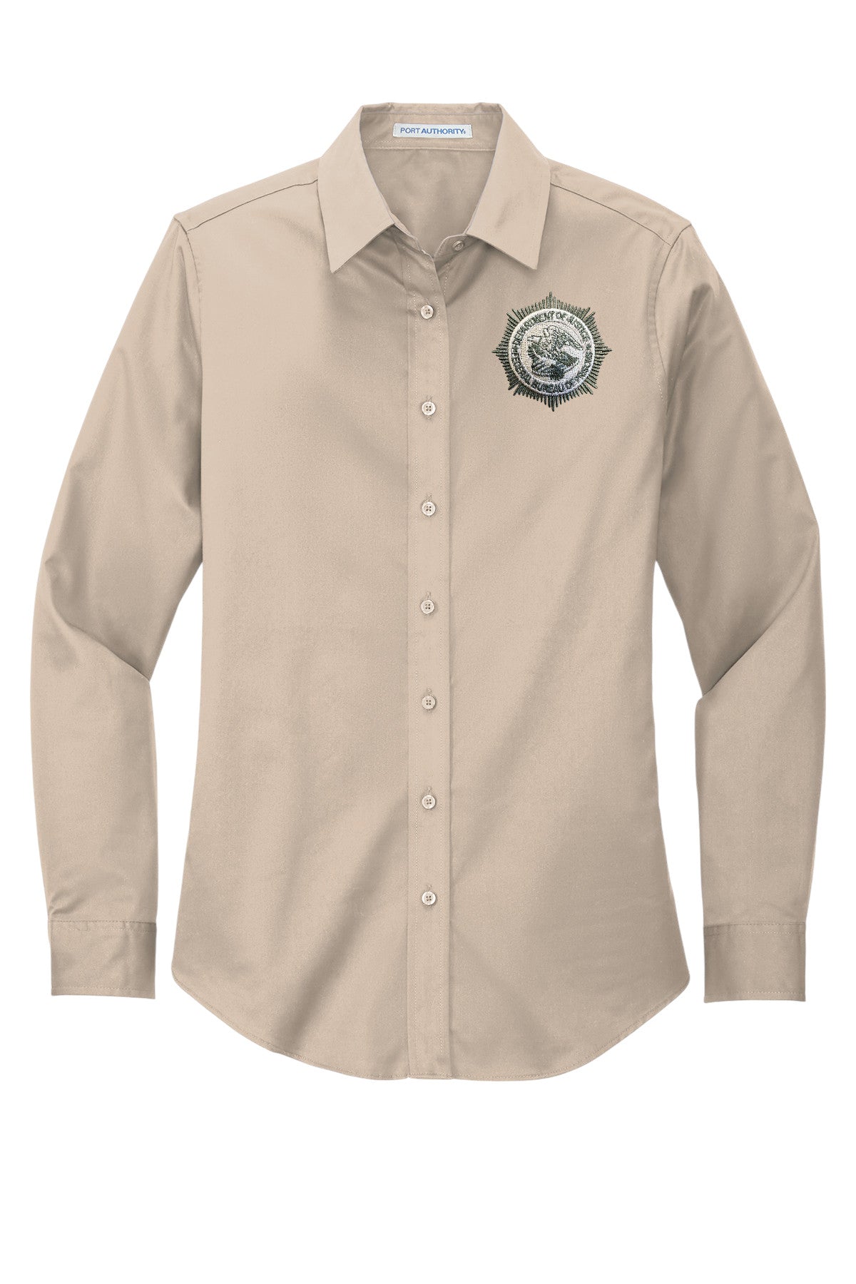 IN STOCK WOMEN'S BOP BADGE OD/TAN BUTTON UP DRESS SHIRT-L608 – Sally's ...