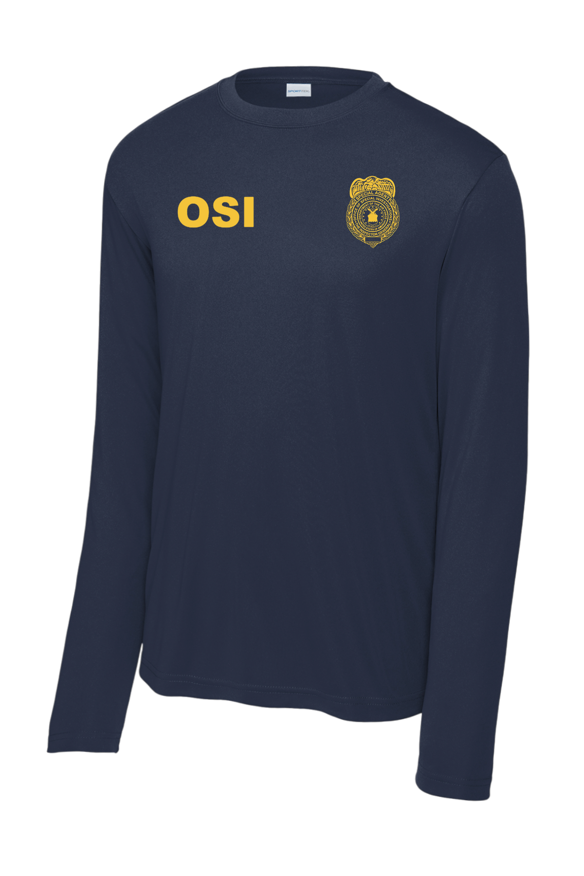 AF OSI RAID WICKING LONG SLEEVE T-SHIRT NAVY BLUE/GOLD INK-ST350LS ...