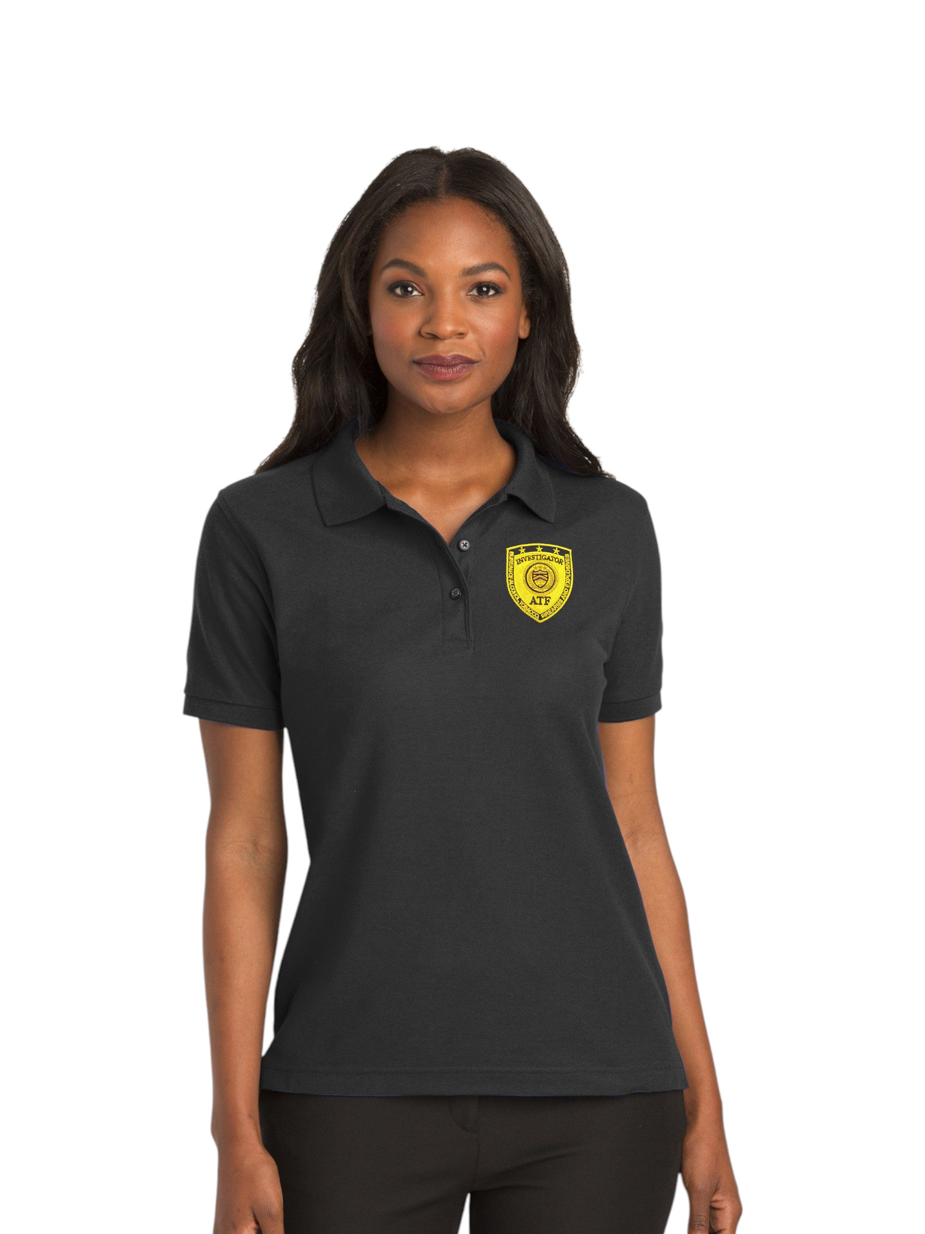 WOMEN'S ATF INVESTIGATOR BADGE POLO-L500 – Sally's Cop Shop