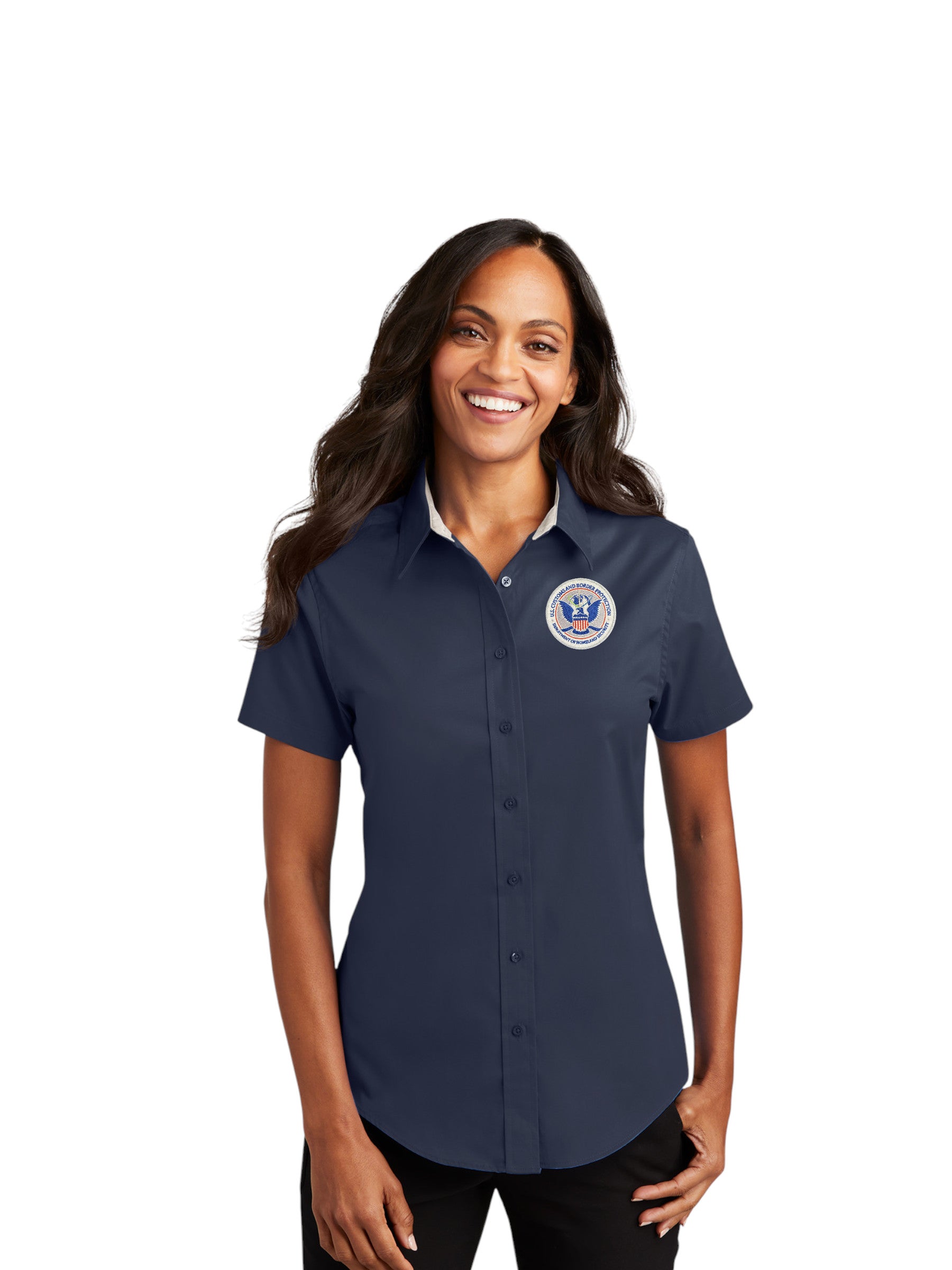 WOMEN'S CBP SEAL BUTTON UP DRESS SHIRT-L508 – Sally's Cop Shop