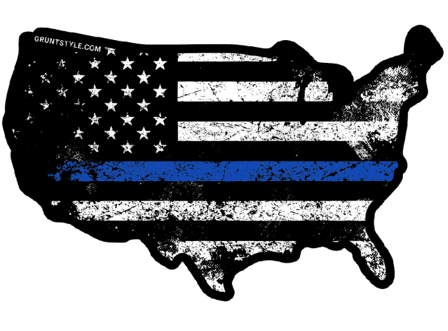 GRUNT STYLE BLUE LINE AMERICAN ACID STICKER – Sally's Cop Shop