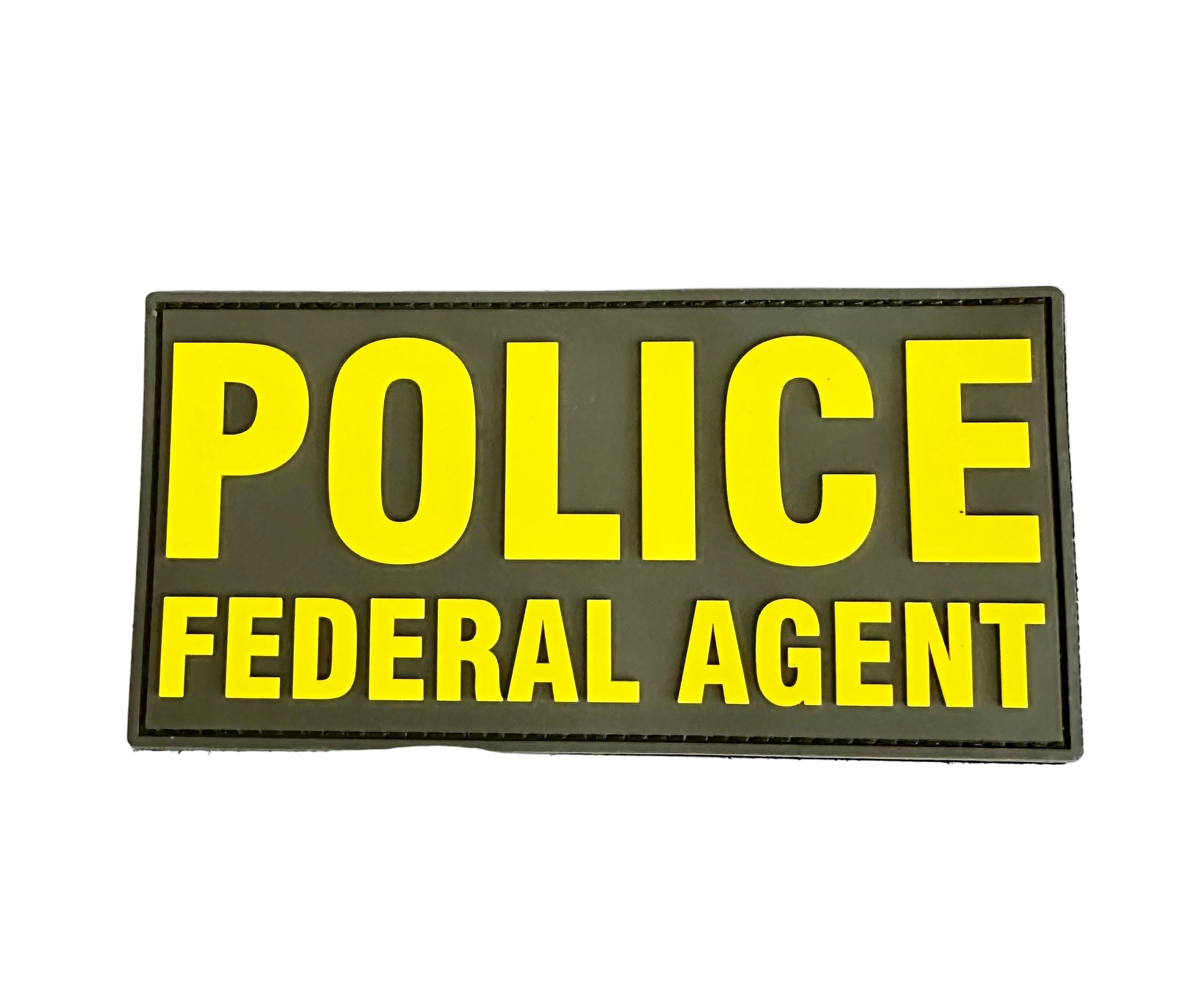 PVC POLICE FEDERAL AGENT 9"X4" OD GREEN/GOLD VEST PATCH – Sally's Cop Shop