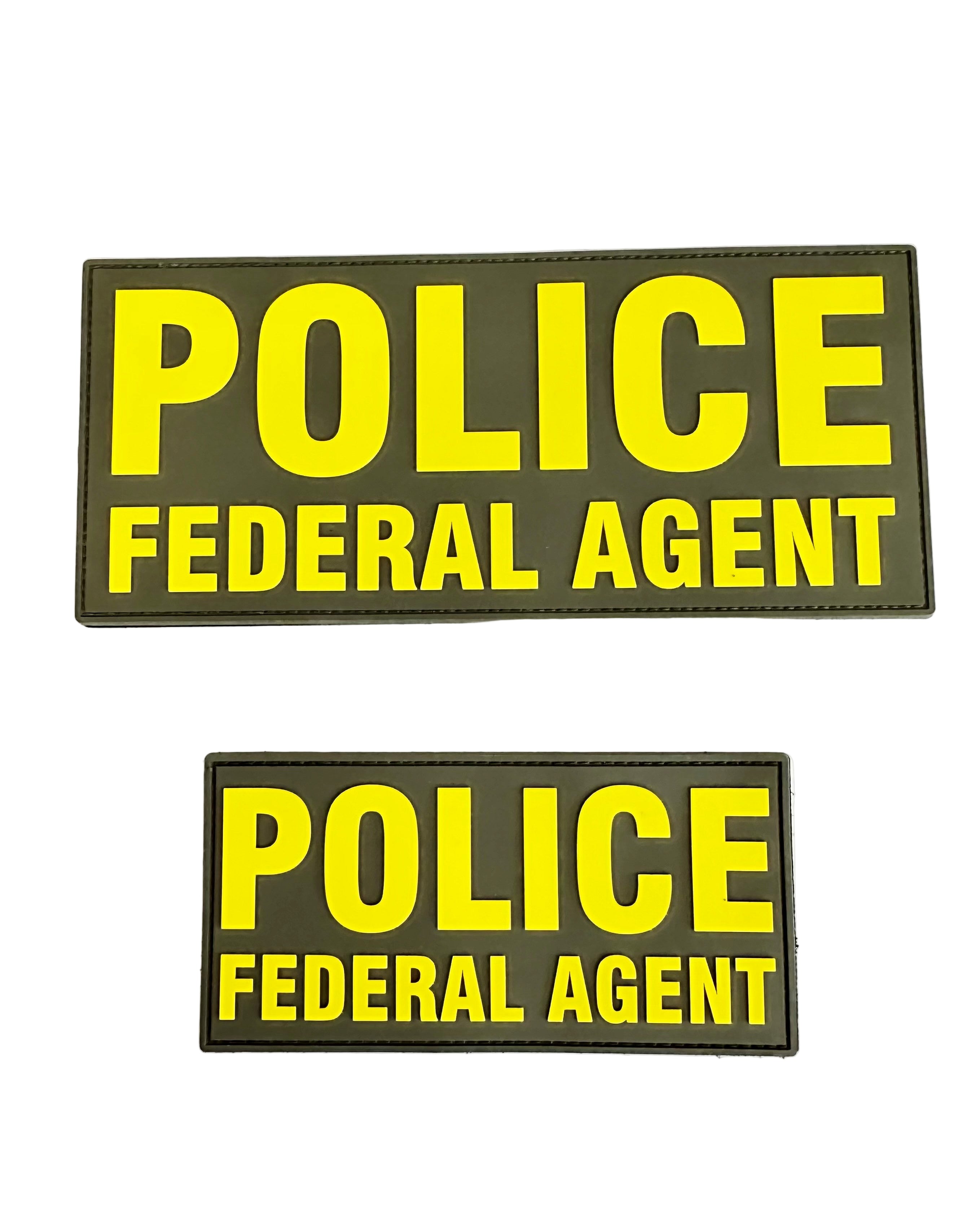 NEW COLOR! PVC POLICE FEDERAL AGENT PATCH SET OD GREEN/GOLD LETTERS ...
