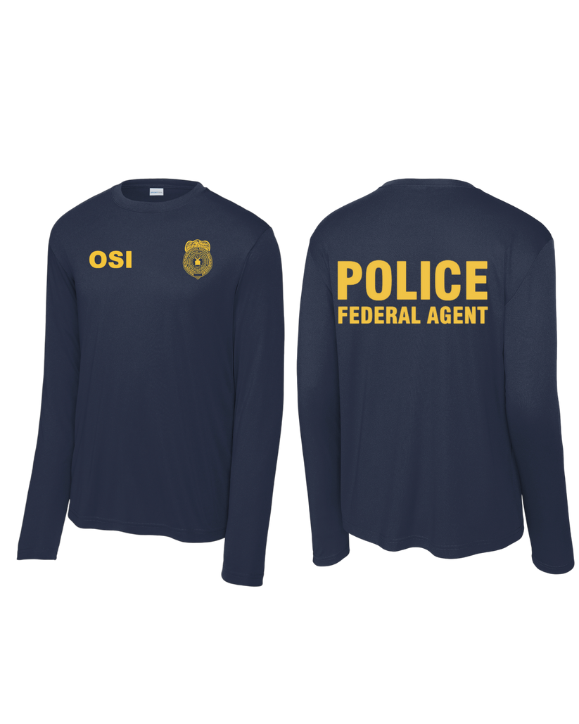 AF OSI RAID WICKING LONG SLEEVE T-SHIRT NAVY BLUE/GOLD INK-ST350LS ...