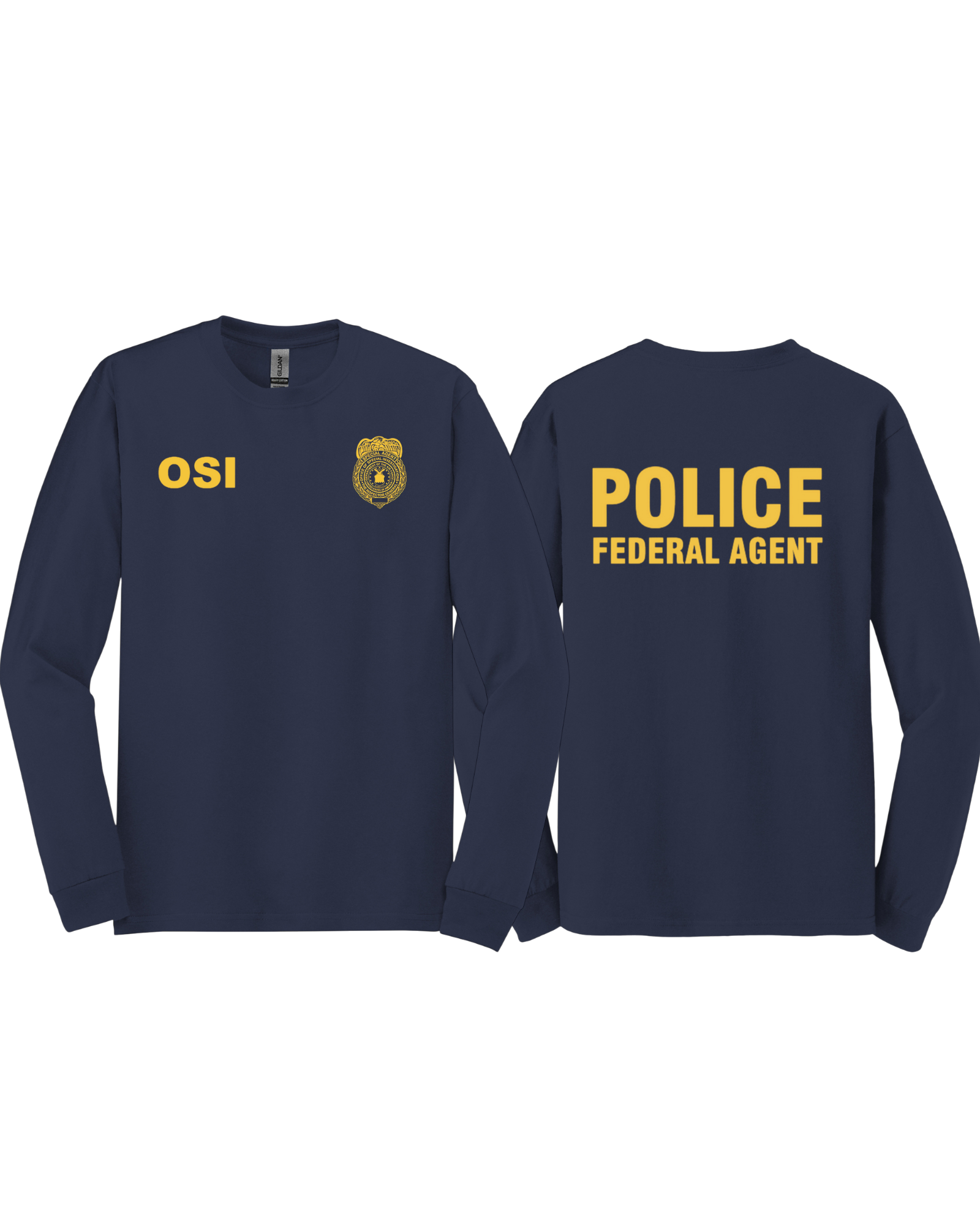 AF OSI RAID LONG SLEEVE T-SHIRT NAVY BLUE/GOLD INK-5400 – Sally's Cop Shop