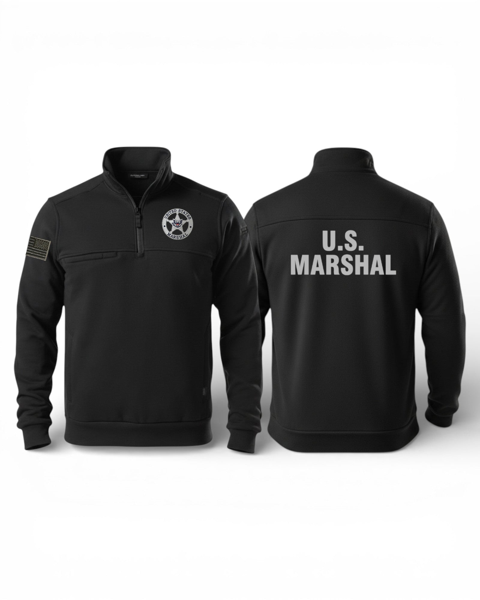5.11 EMB USMS STAR REV FLAG GREY/BLACK JOB SHIRT 1/4 ZIP 2.0-72534 ...