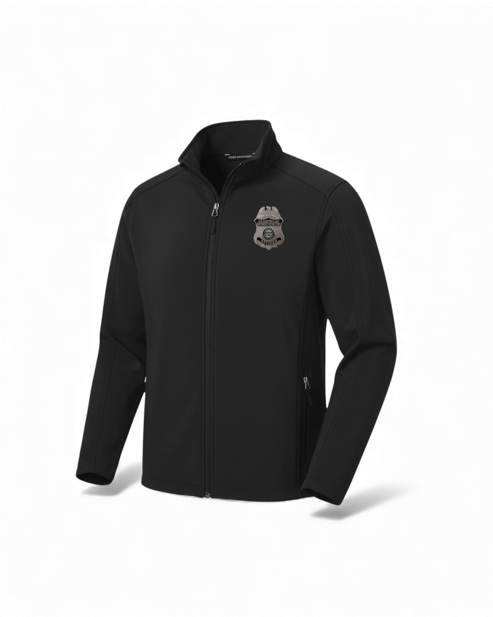 CBP EMBROIDERED OFFICER BADGE GREY/BLACK SOFT SHELL JACKET-J317 – Sally ...