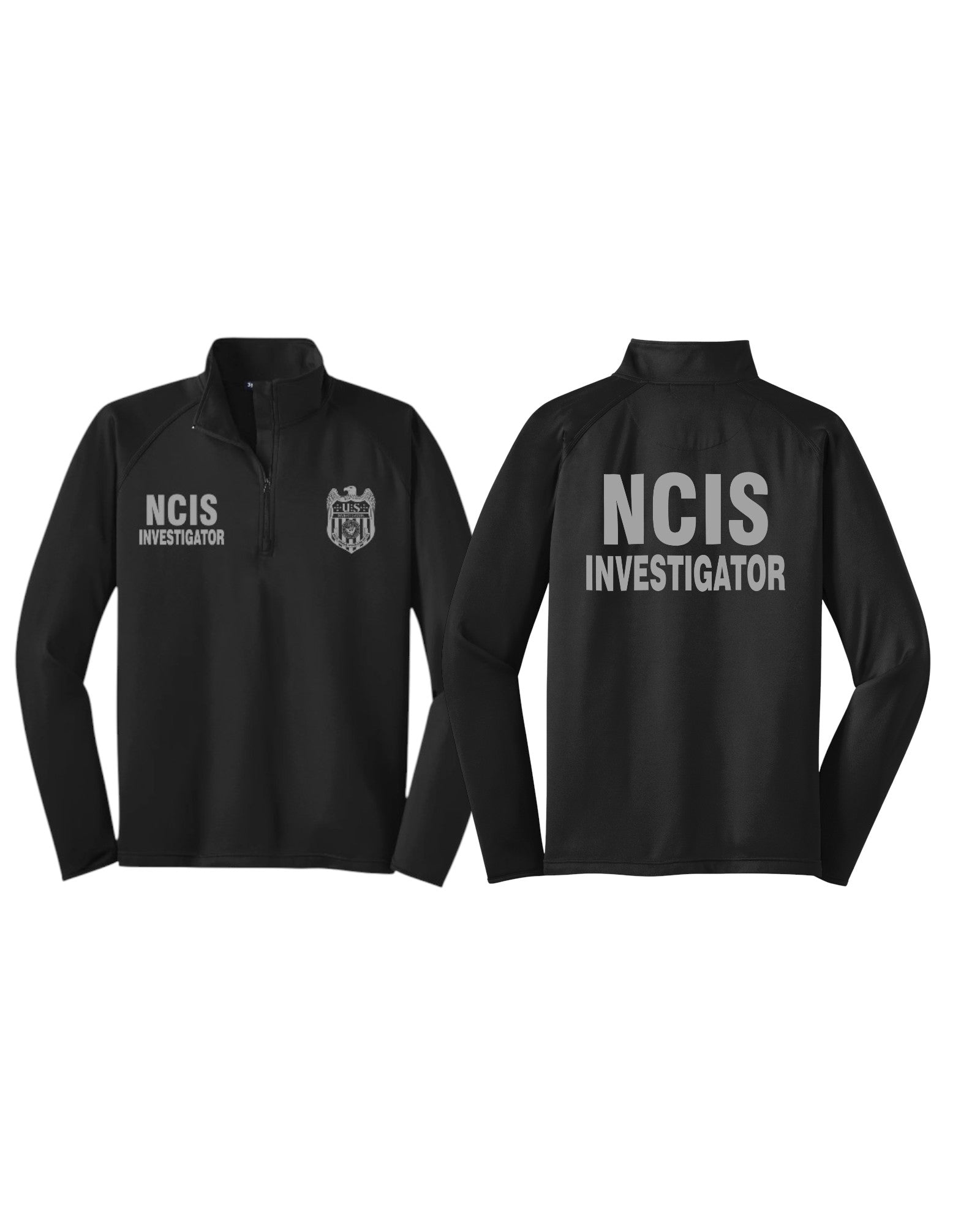 MEN'S NCIS INVESTIGATOR BLACK WICKING 1/2 ZIP PULLOVER IN GREY INK-ST8 ...
