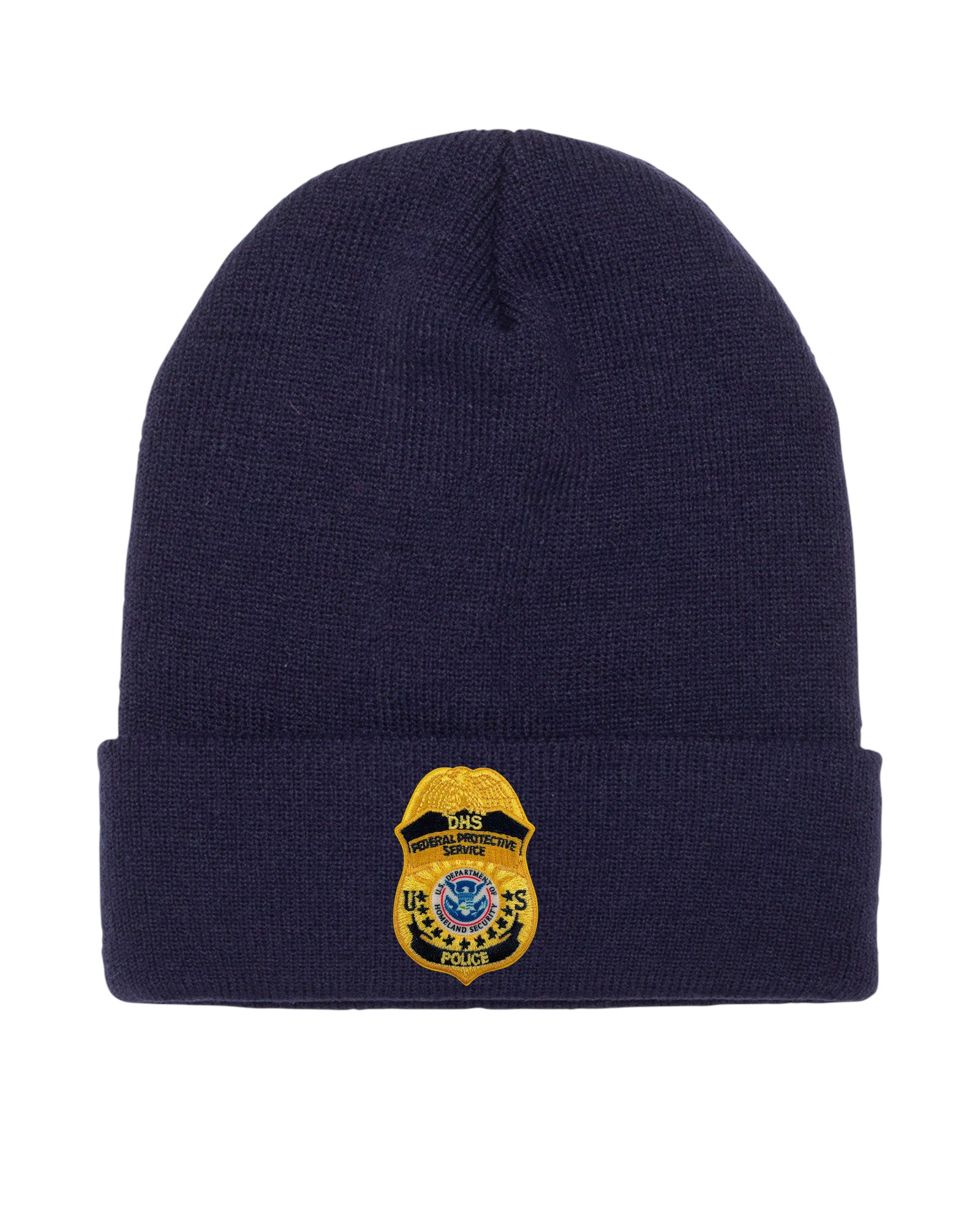 DHS FPS POLICE BADGE CUFFED KNIT BEANIE-NAVY – Sally's Cop Shop