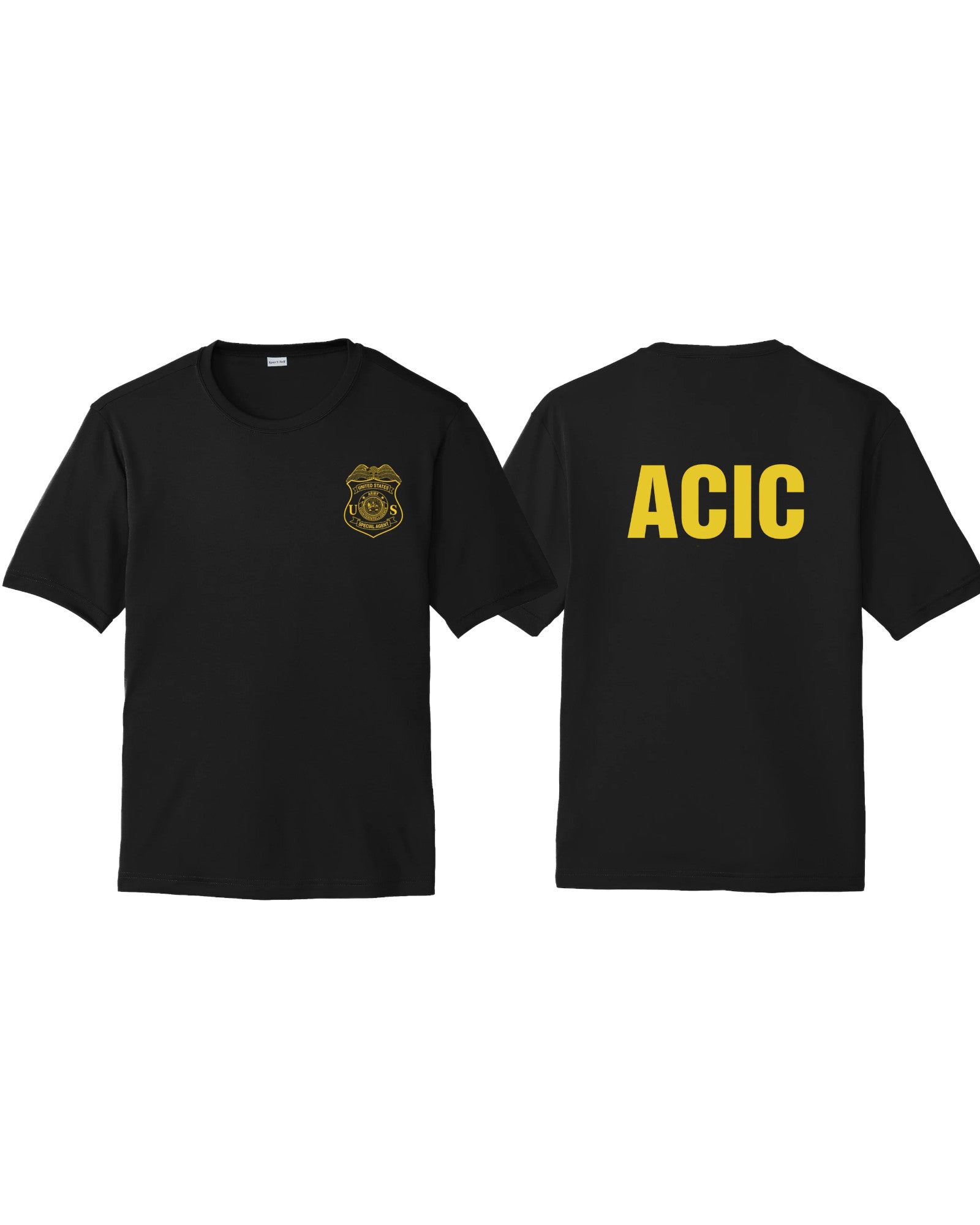 NEW ARMY CI RAID SHIRT, WICKING ST350-BLACK/GOLD INK – Sally's Cop Shop